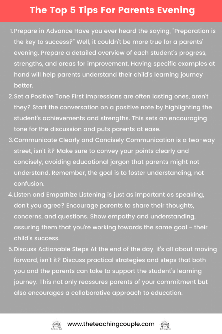 How to Conduct Your First Parent's Evening as an ECT - The Teaching Couple