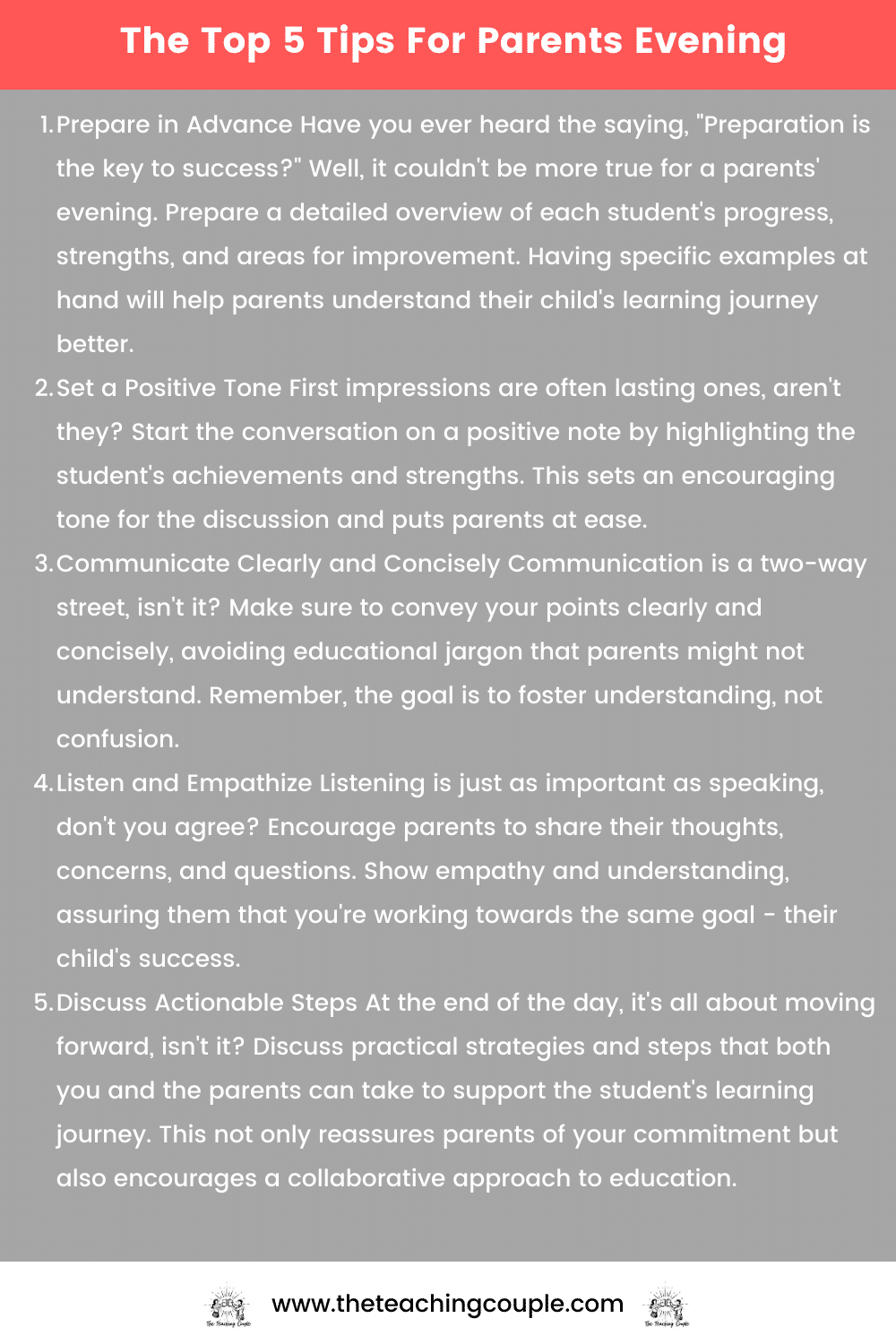 How to Conduct Your First Parent's Evening as an ECT - The Teaching Couple