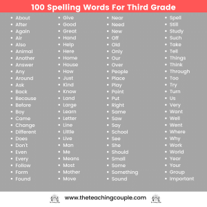 What Spellings Are Taught In The third Grade? - The Teaching Couple