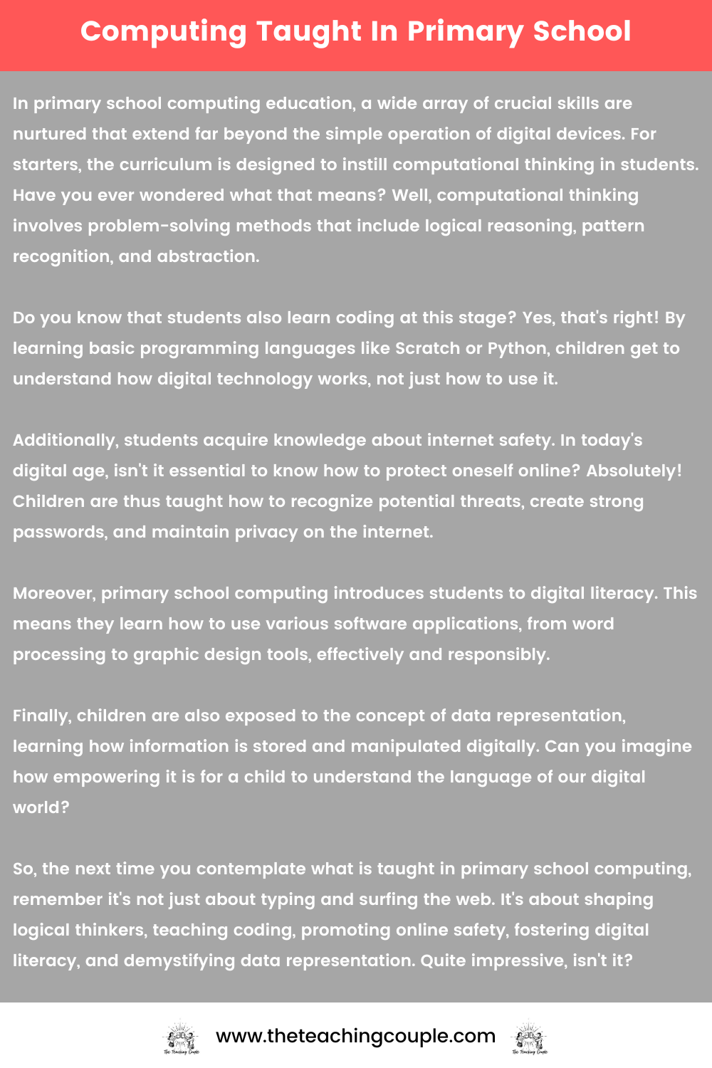 The Importance of Computing in the Primary School Curriculum - The ...