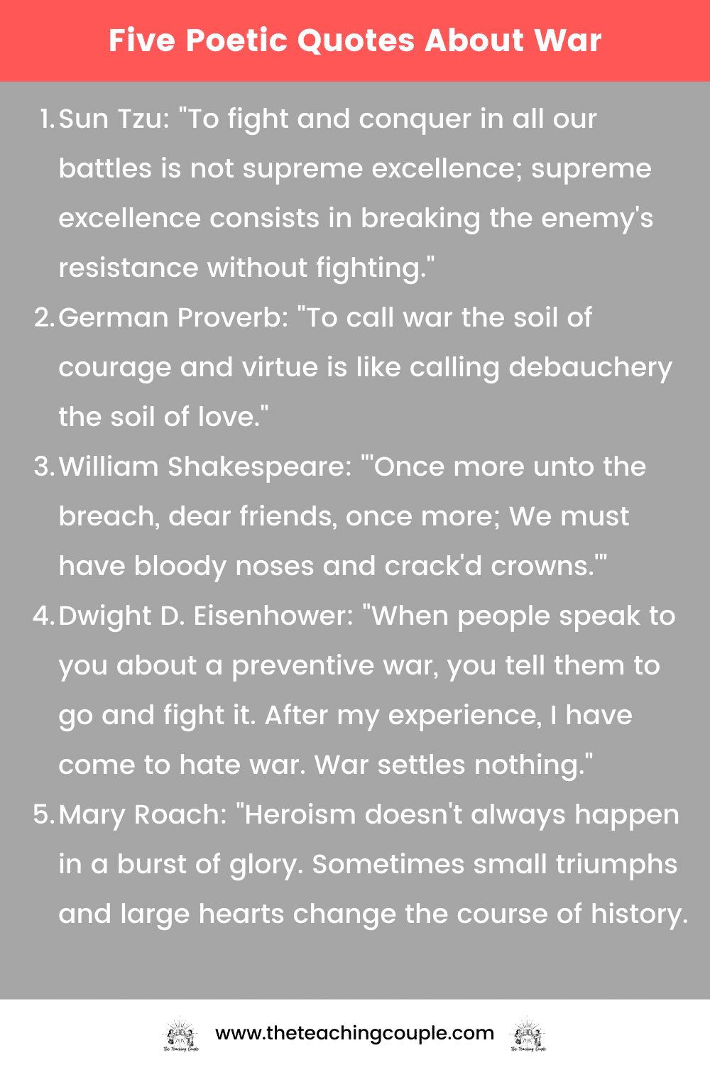 The Best Poetry Quotes About Battle - The Teaching Couple