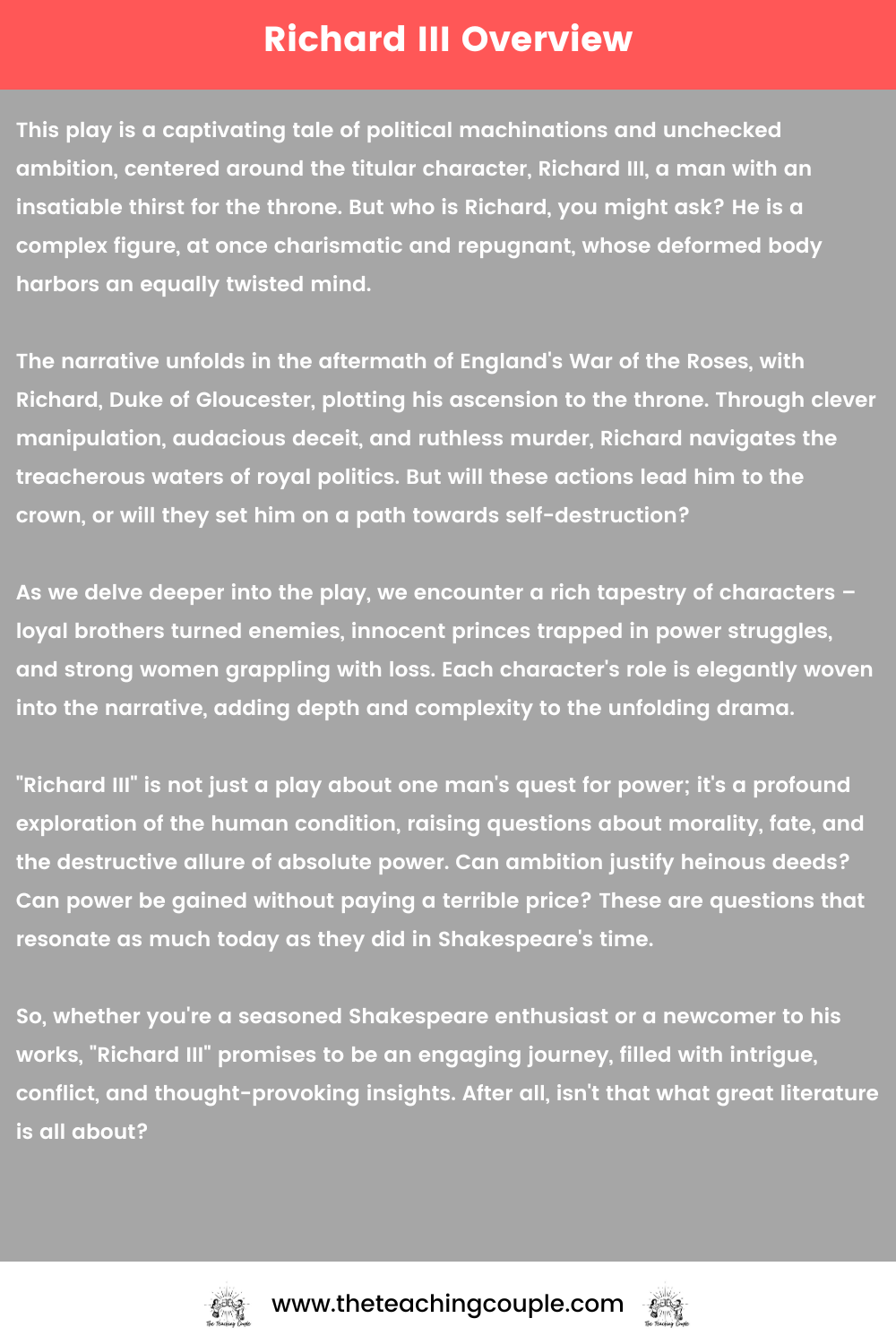 Richard III - Planning Overview - The Teaching Couple