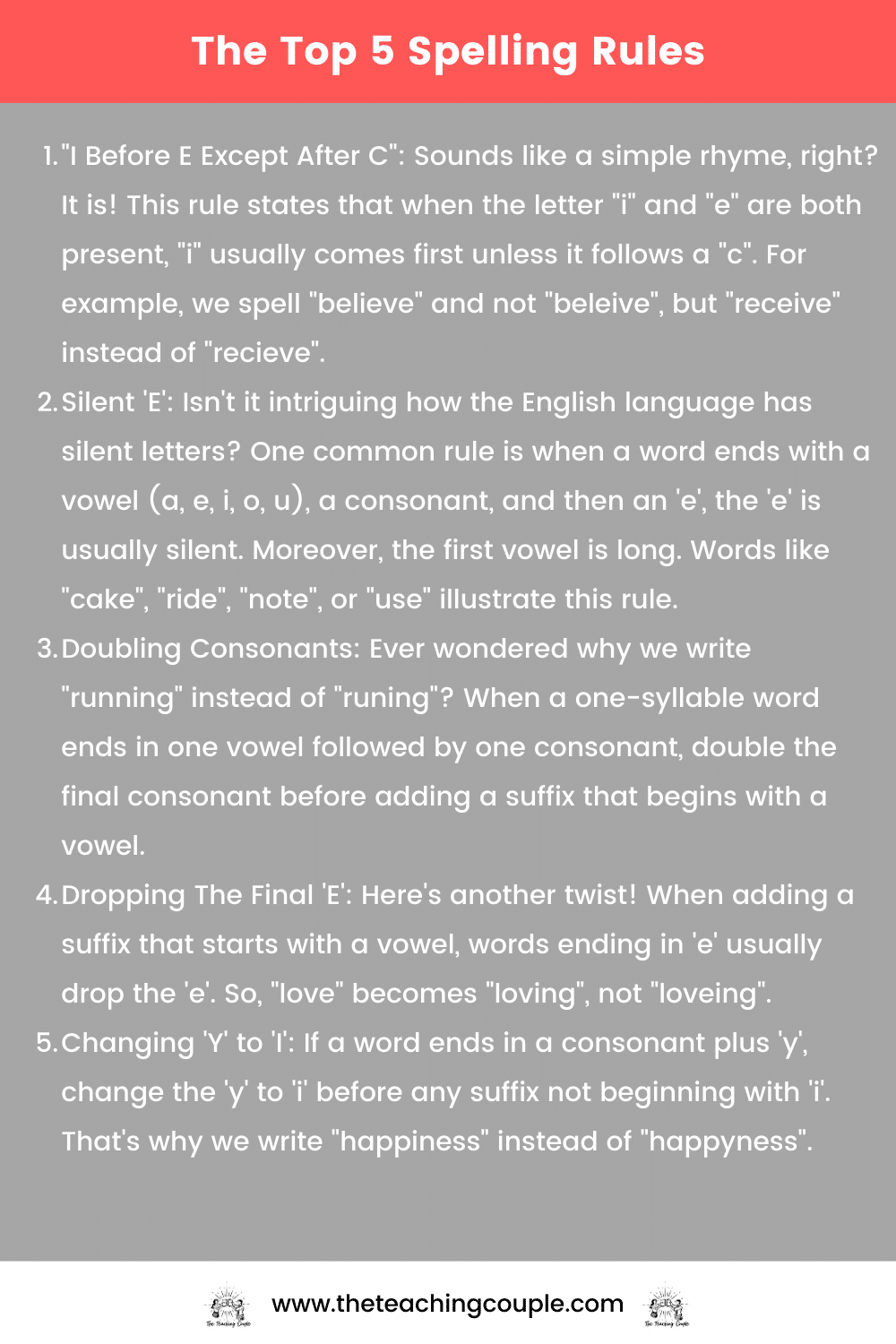 Spelling Rules Taught In School - The Teaching Couple