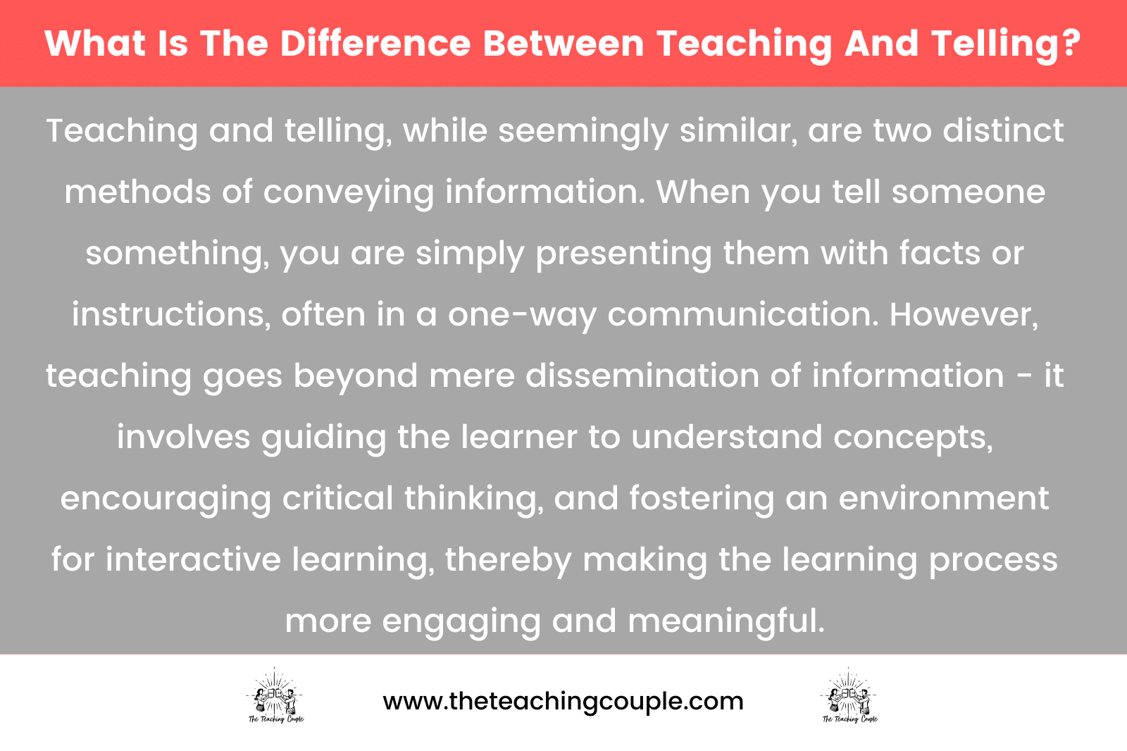 Teaching Vs Telling - The Teaching Couple