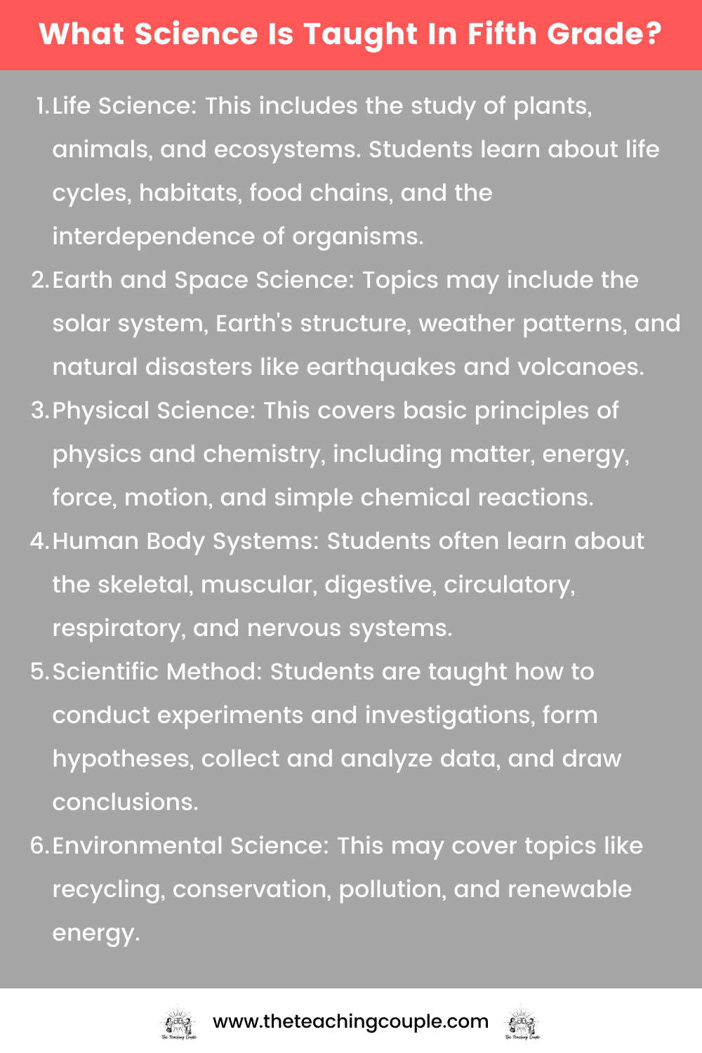 What Science Is Taught In Fifth Grade? - The Teaching Couple
